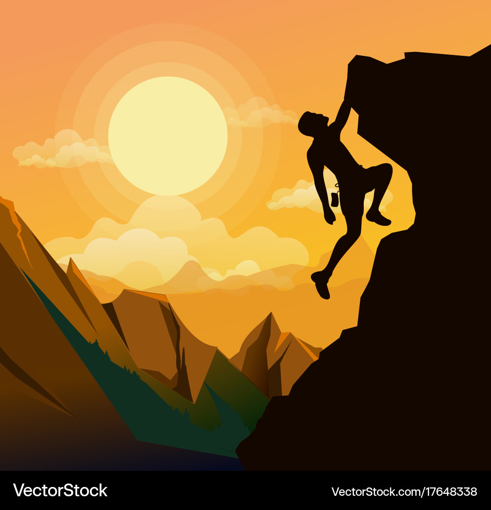 Mountain climbing man Royalty Free Vector Image