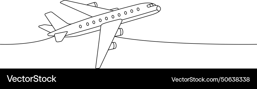 Plane air transport one line continuous drawing Vector Image