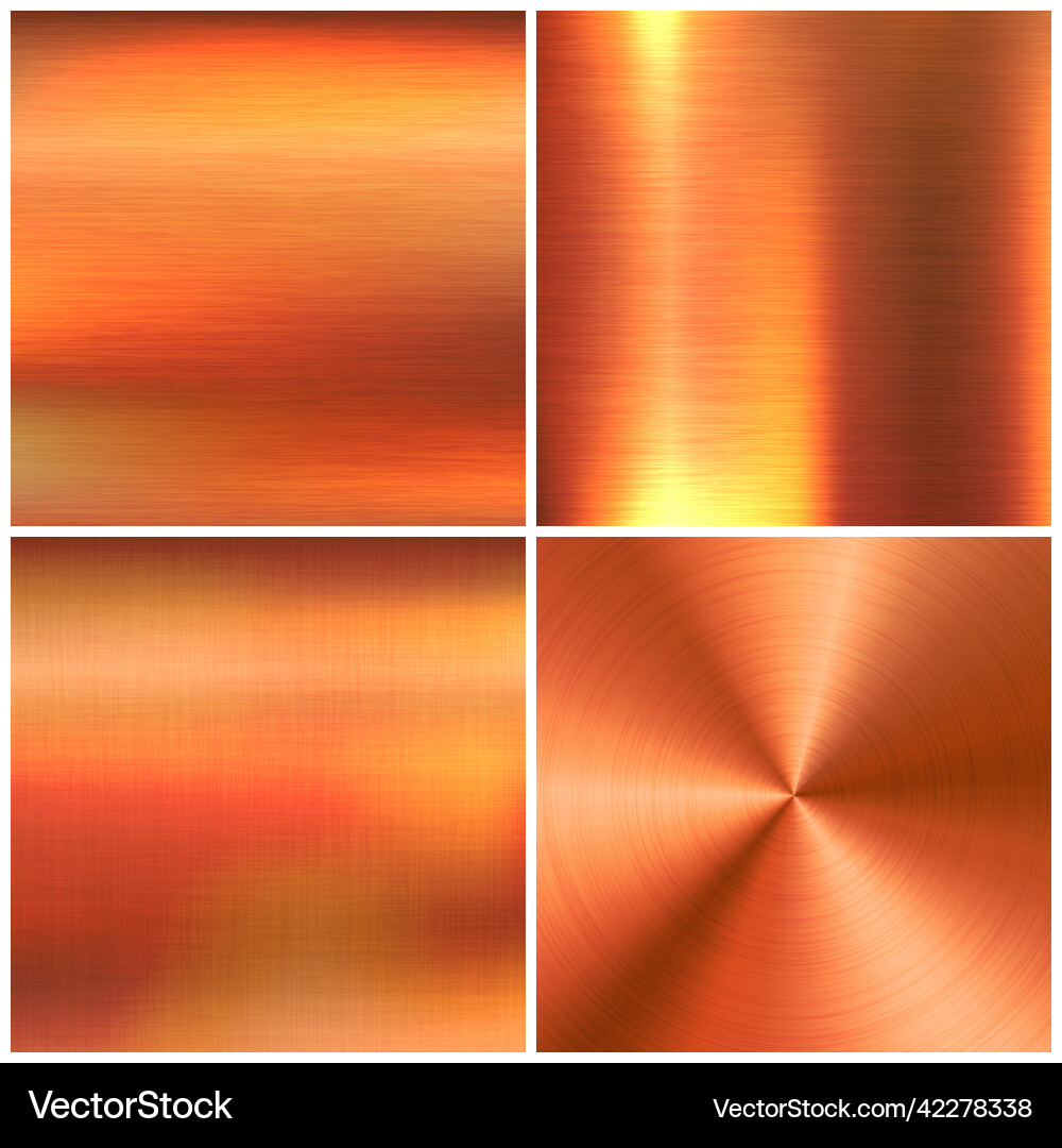Realistic copper banners collection brushed Vector Image