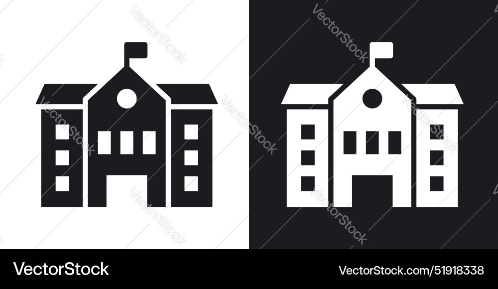 School icon set in solid black and white color Vector Image