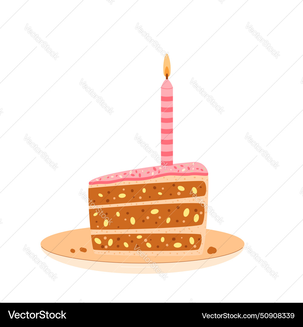 Cake slice sweet holiday bakery piece pastry Vector Image