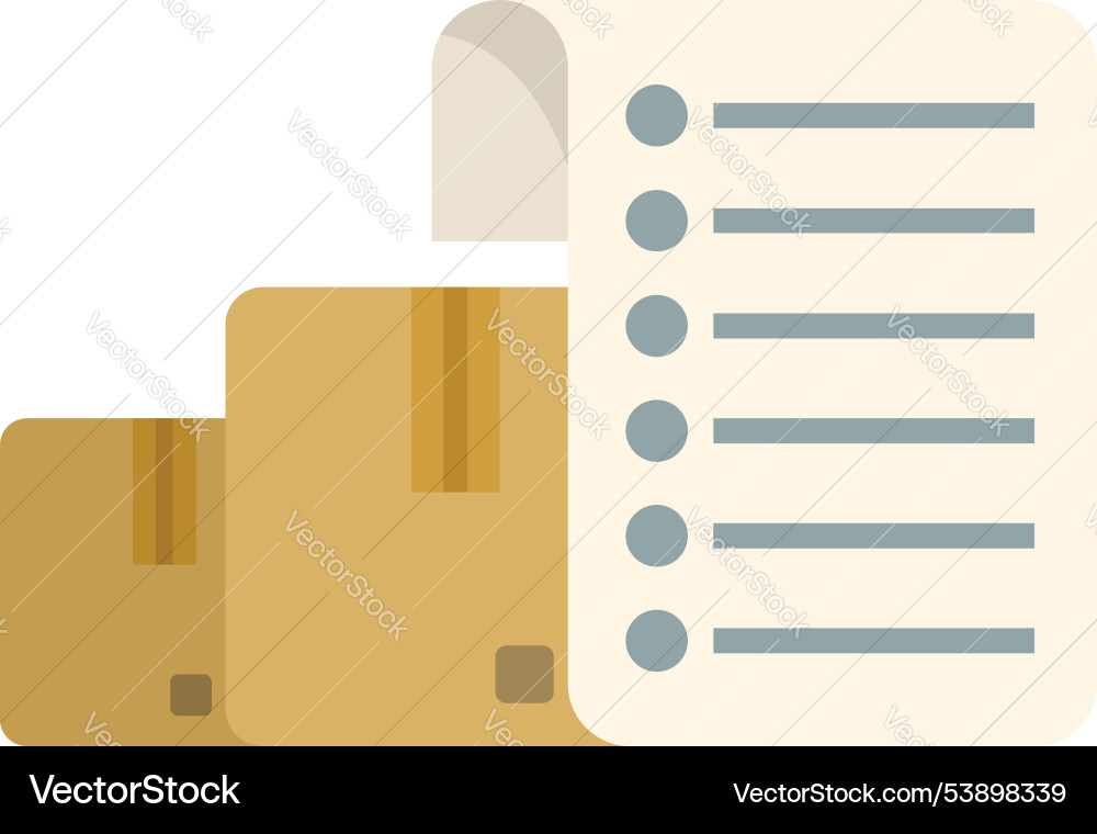 Cardboard boxes standing near checklist Royalty Free Vector