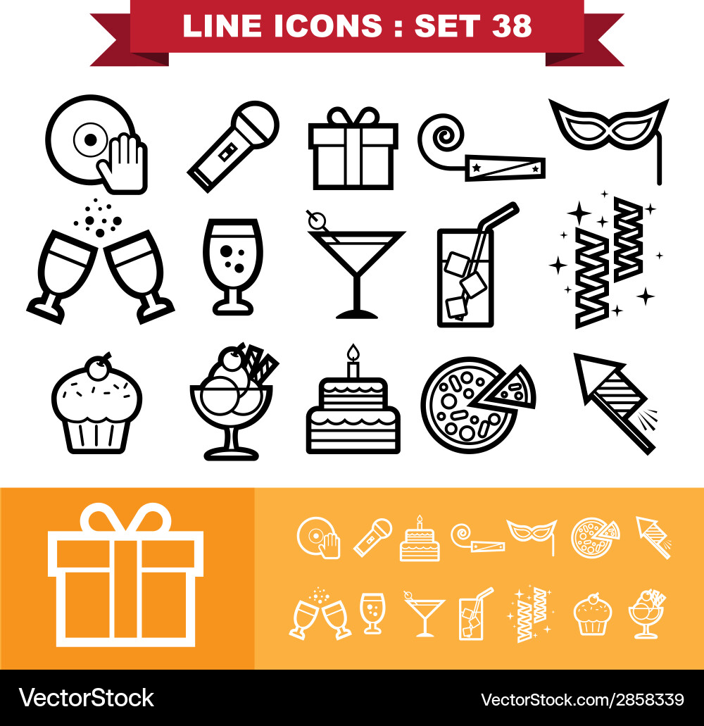 Celebration Party Line Icons Royalty Free Vector Image