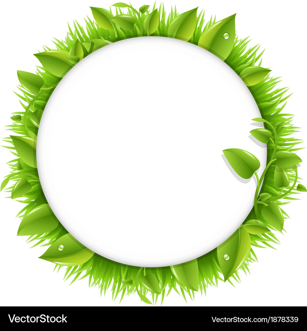 Circle with grass and leafs Royalty Free Vector Image