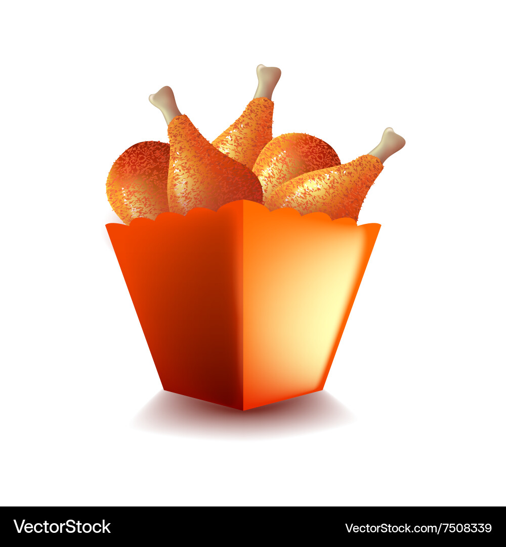 Fried chicken leg bucket isolated on white Vector Image