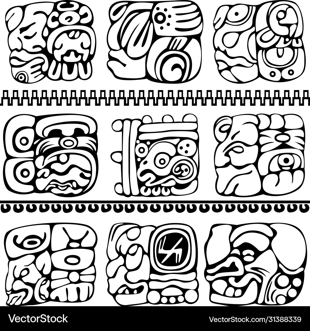 Mayan Glyphs and Symbols Royalty Free Vector Image