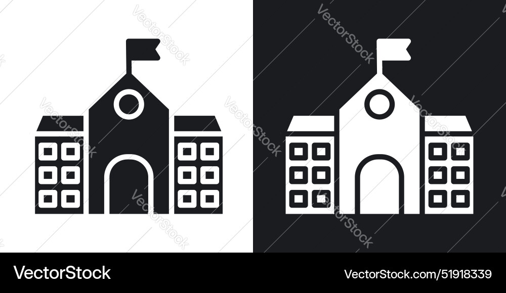 School icon set in solid black and white color Vector Image