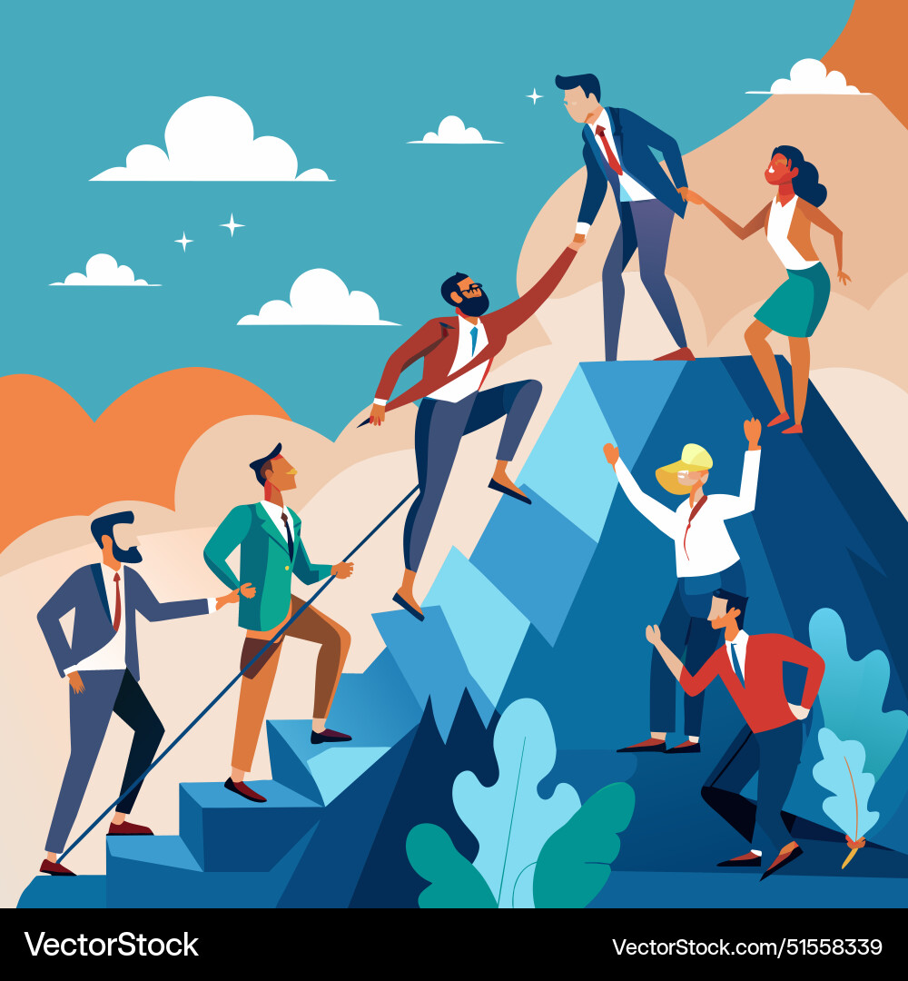 Teamwork to help success together leadership Vector Image