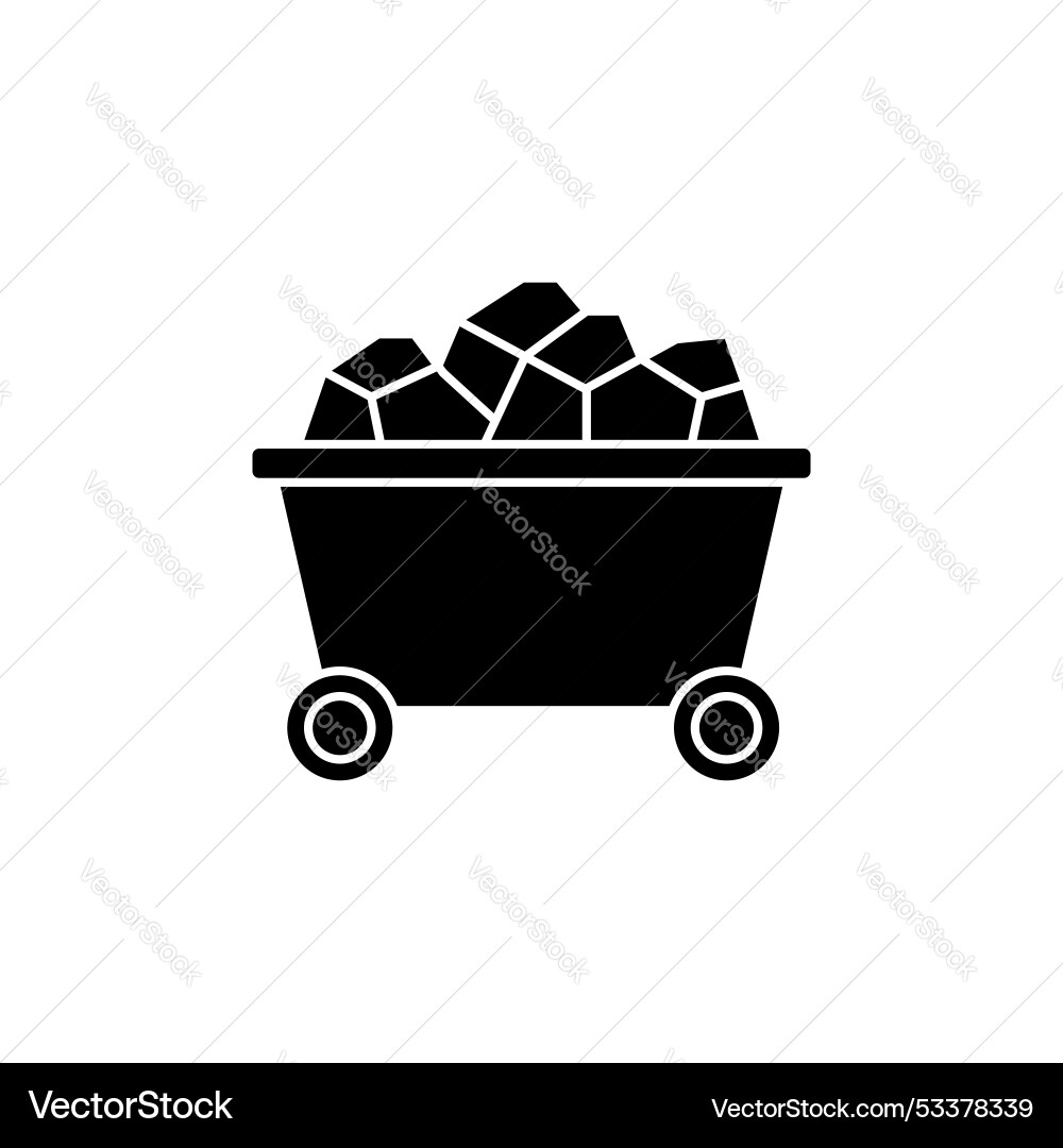 Trolley with coal icon set quarry mine raw energy Vector Image