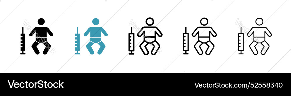 Baby vaccination icon set on white background Vector Image