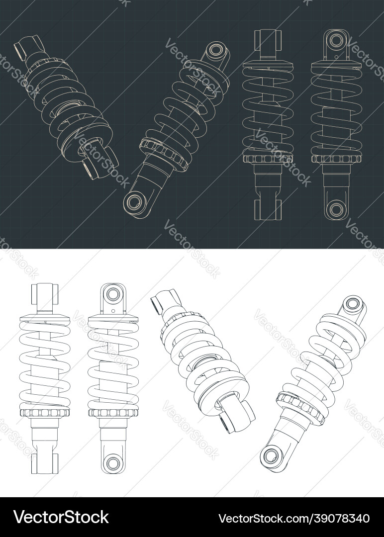 Bike shock absorber blueprints Royalty Free Vector Image