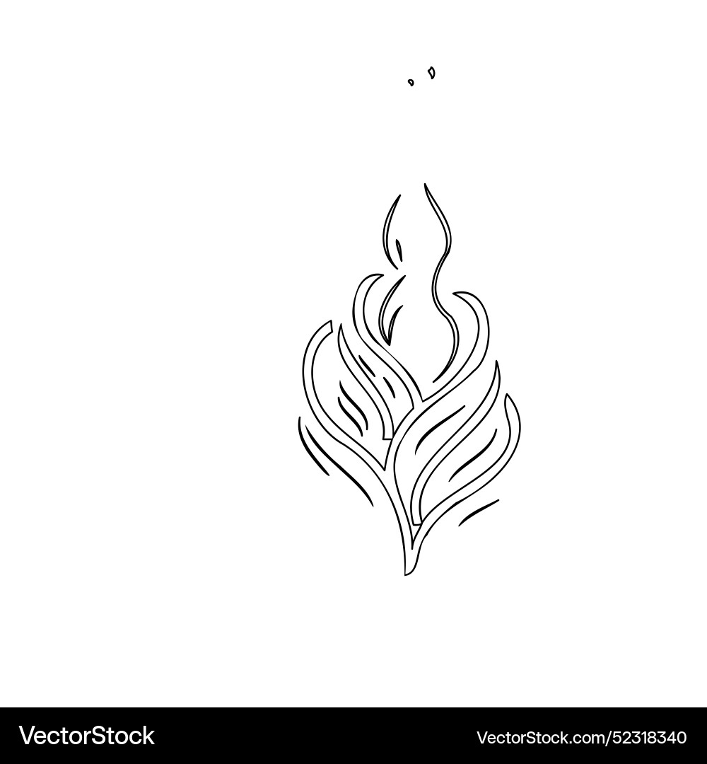 Candle flame fire heart outline sketch Royalty Free Vector