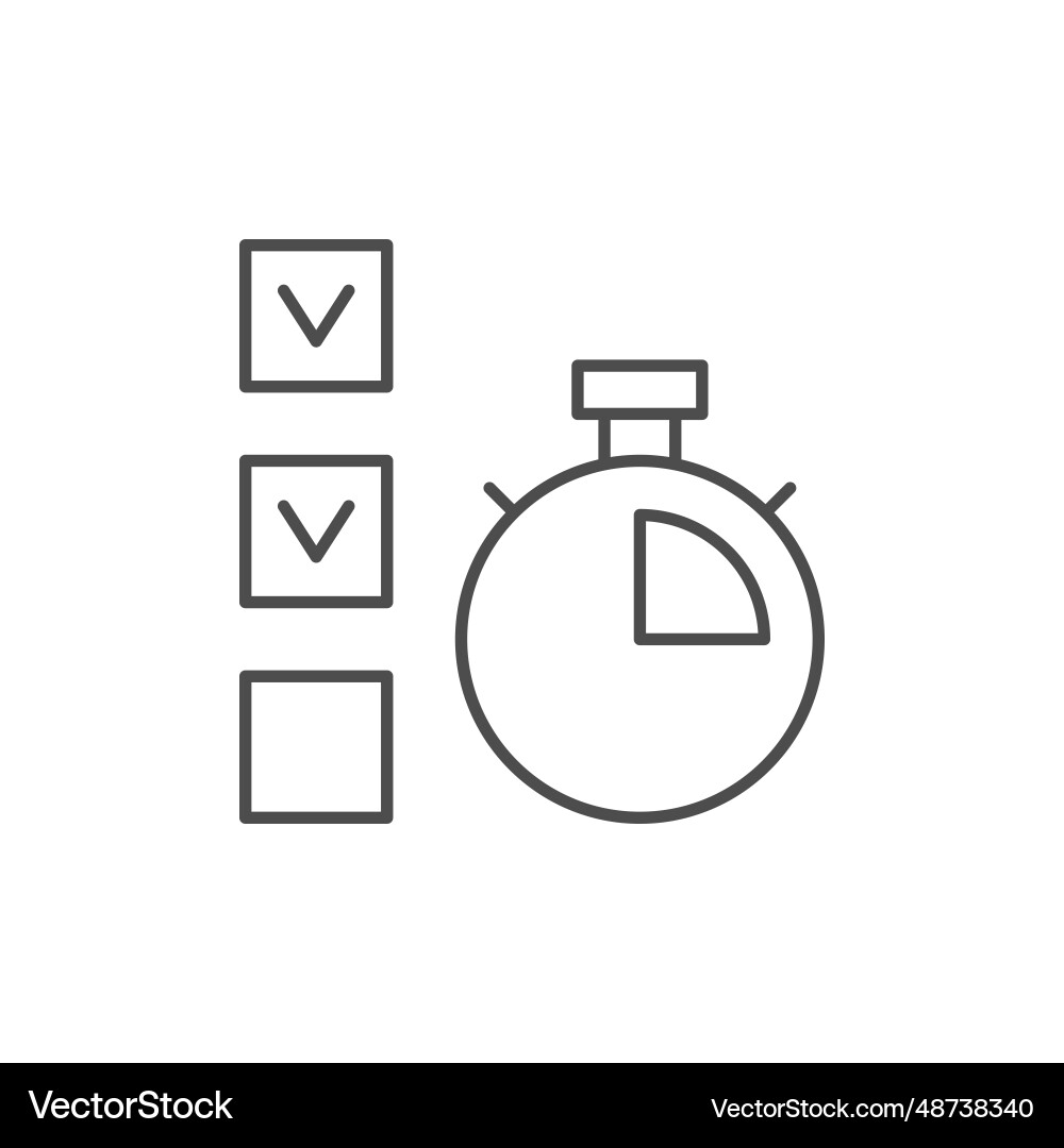 Checklist timing line outline icon Royalty Free Vector Image