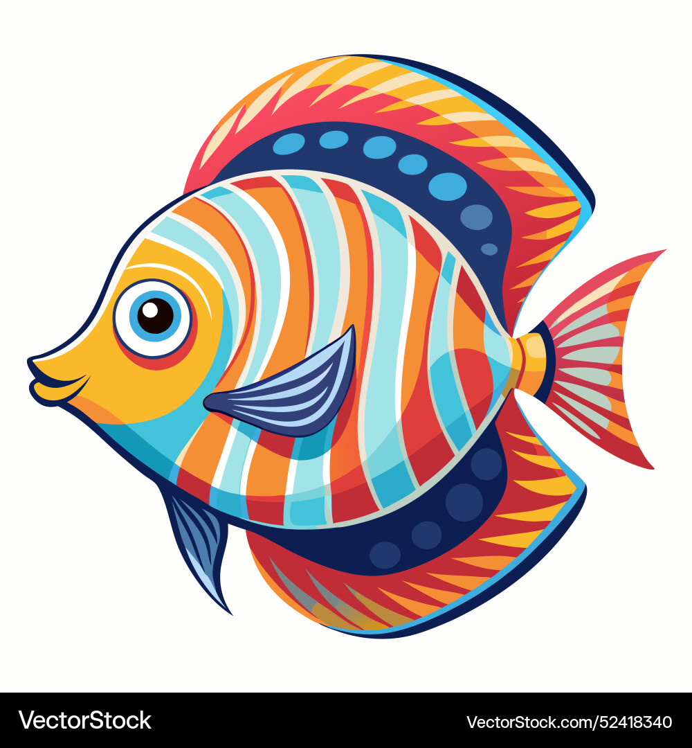 Discus fish dancing kawaii Royalty Free Vector Image