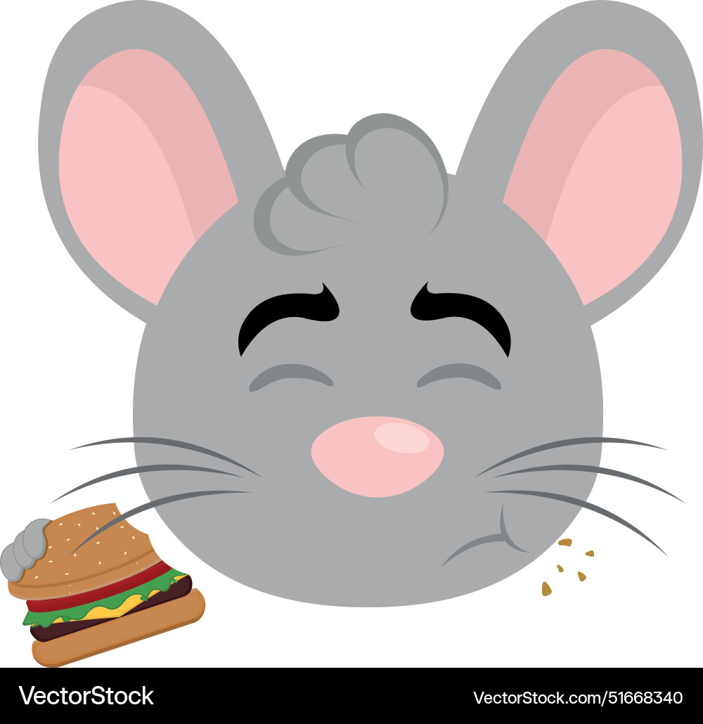 Head mouse eating hamburger Royalty Free Vector Image