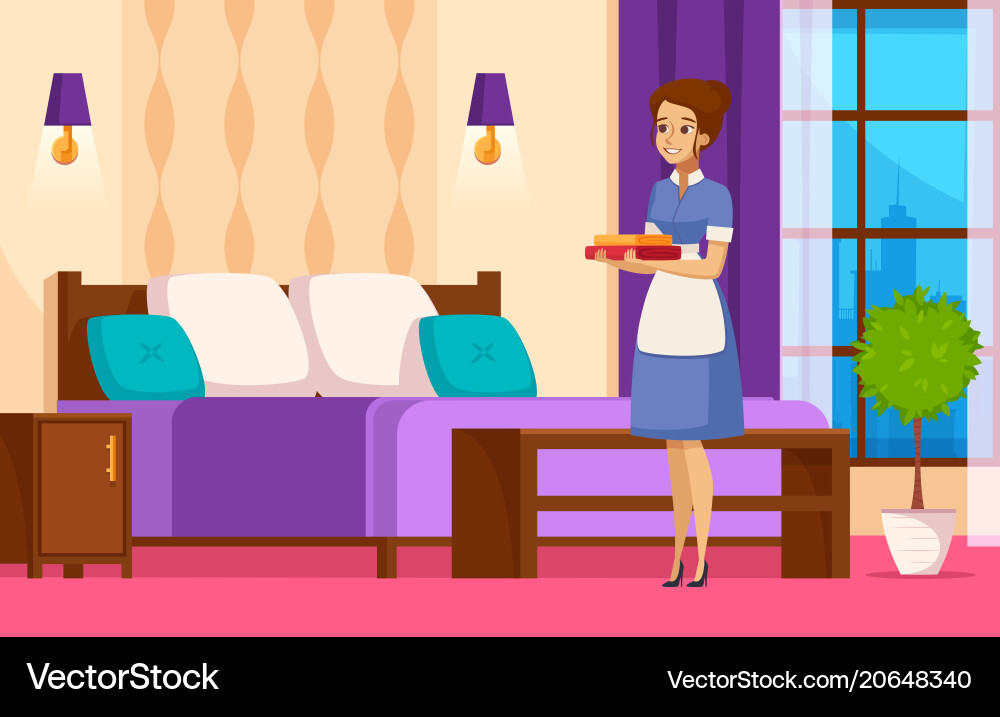 Hotel staff cartoon background Royalty Free Vector Image