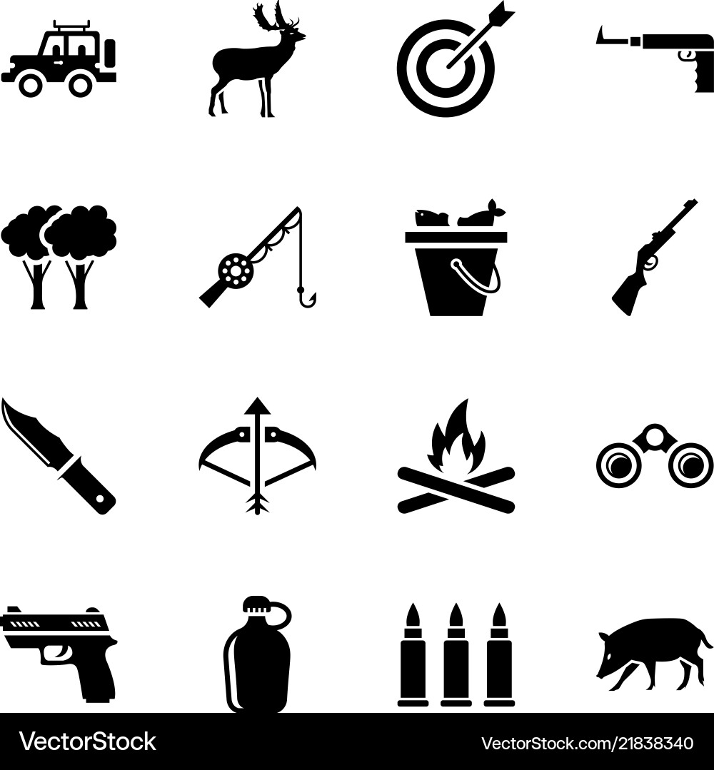Hunting Icon Set - Wildlife & Tools Royalty Free Vector