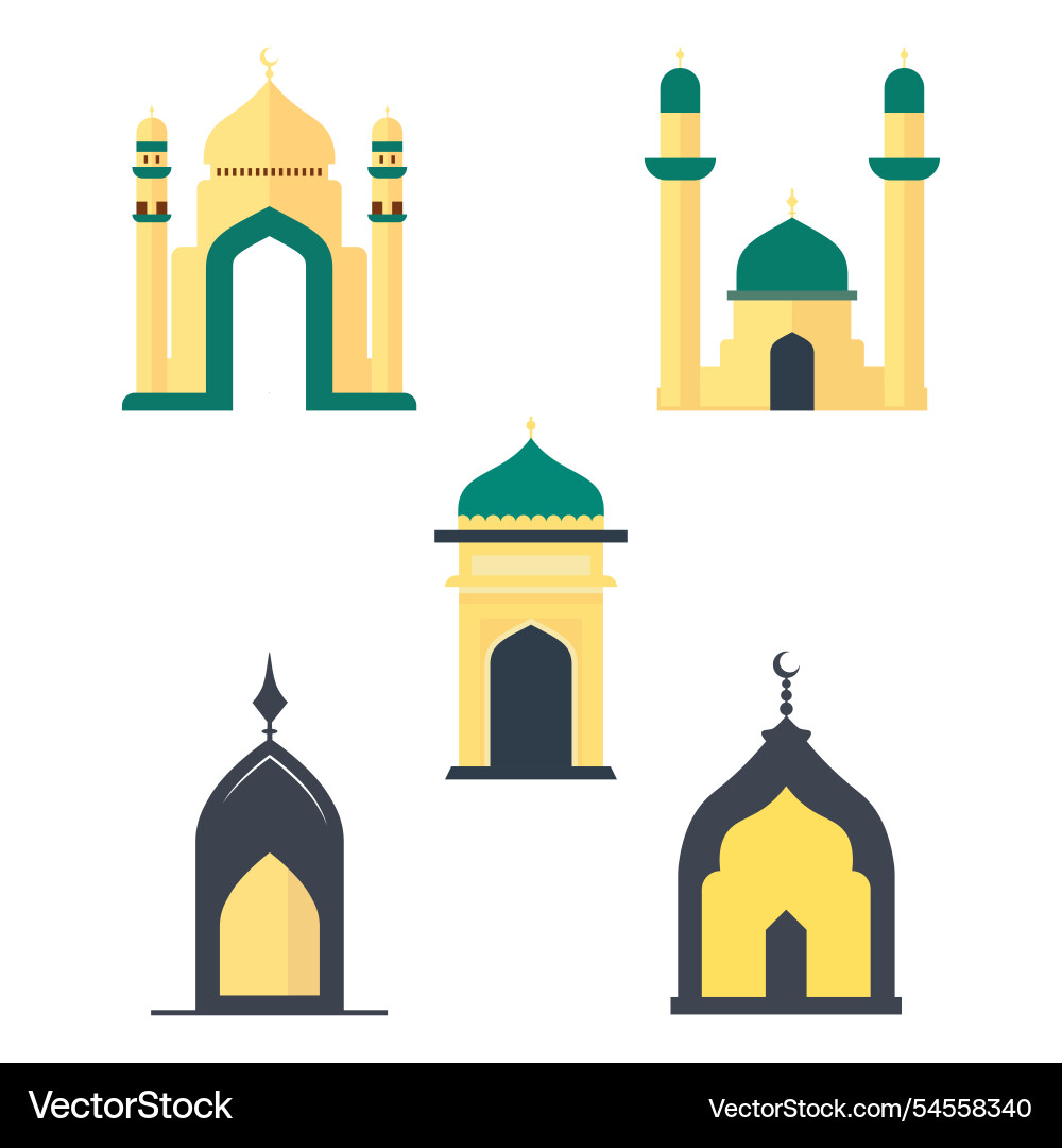 Islamic symbol elements set of mosque dome Vector Image