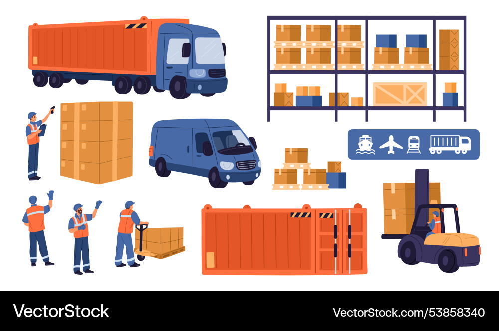 Logistics and delivery service loading equipment Vector Image