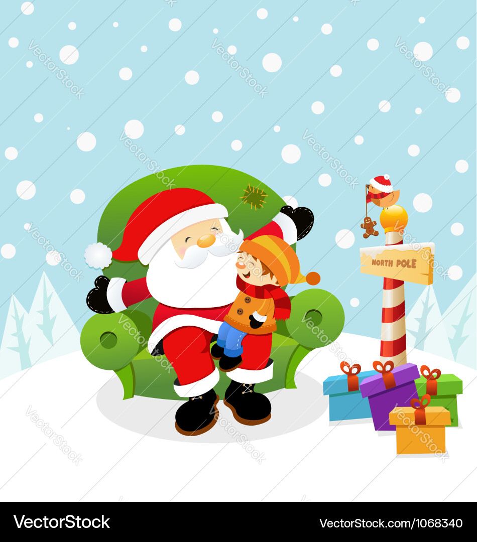 Santa with kid Royalty Free Vector Image - VectorStock