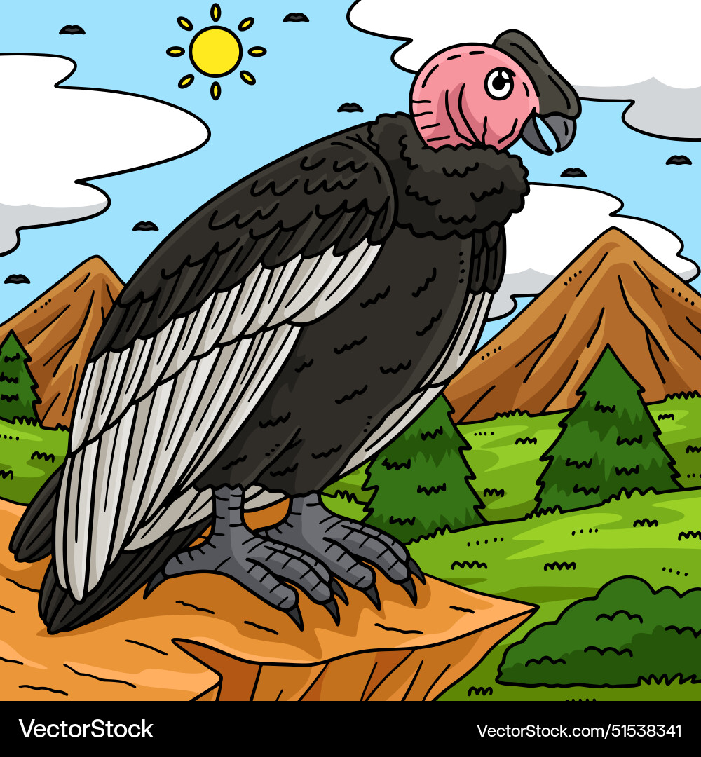 Andean condor bird colored cartoon Royalty Free Vector Image