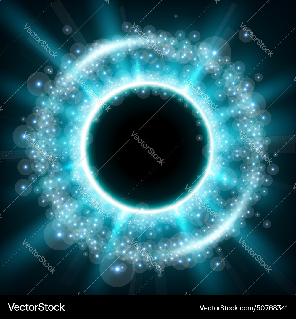 Blue shiny circle frame with glittering dust Vector Image
