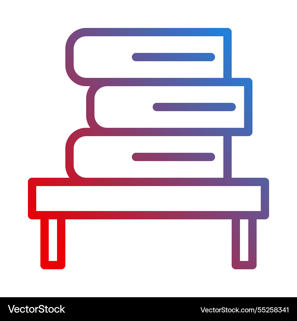 Gradienter Stapel von Büchern auf Regal mit Linie Icon