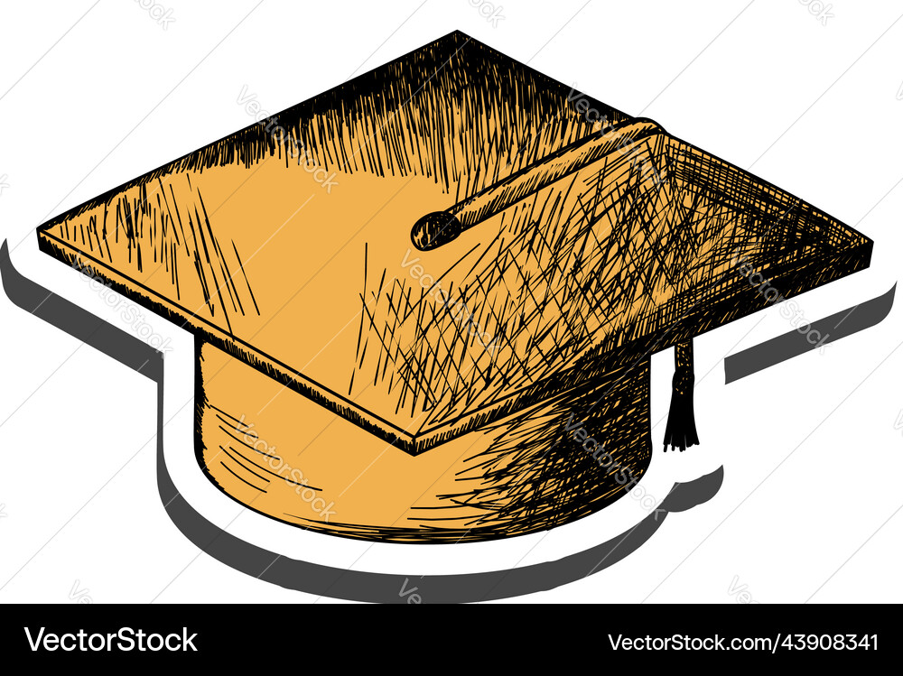 Graduation cap sticker Royalty Free Vector Image