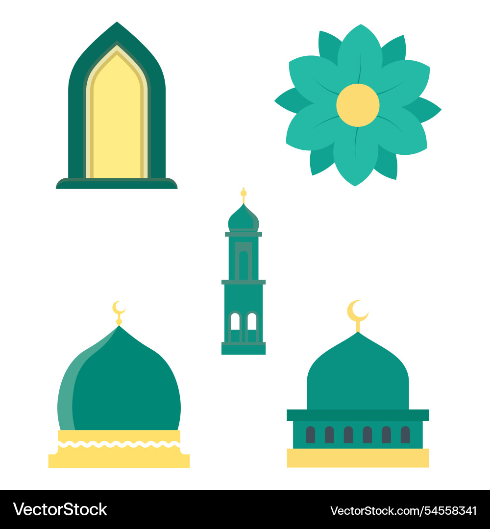 Islamic symbol elements set of mosque dome Vector Image