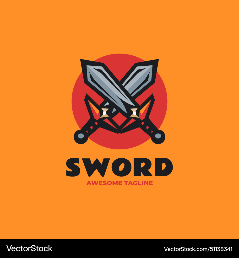 Logo sword simple mascot style Royalty Free Vector Image