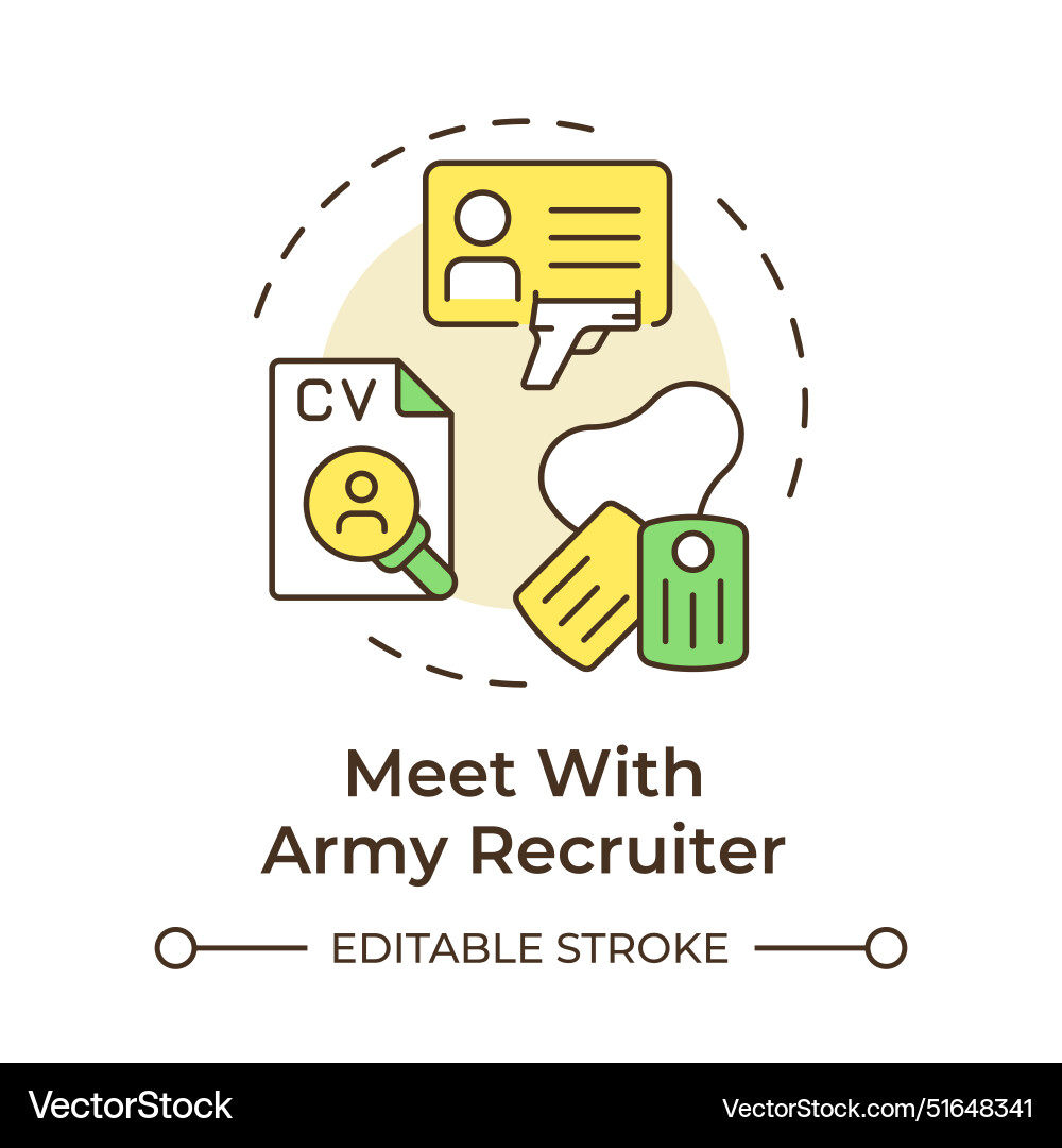 Meet with army recruiter multi color concept icon Vector Image