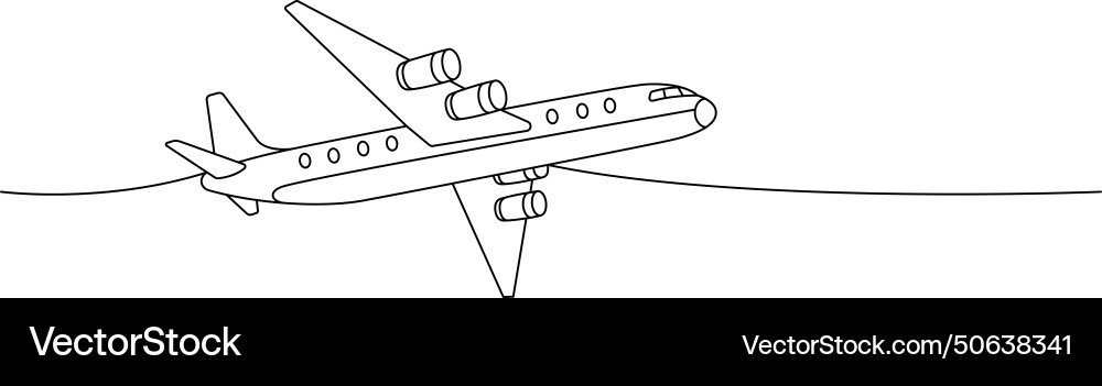 Passenger aircraft air transport one line Vector Image