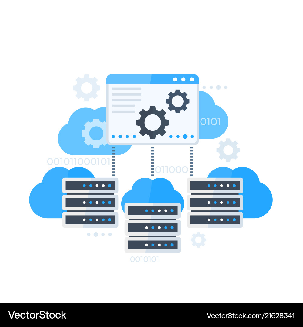 Server Management & Control Software Vector Image