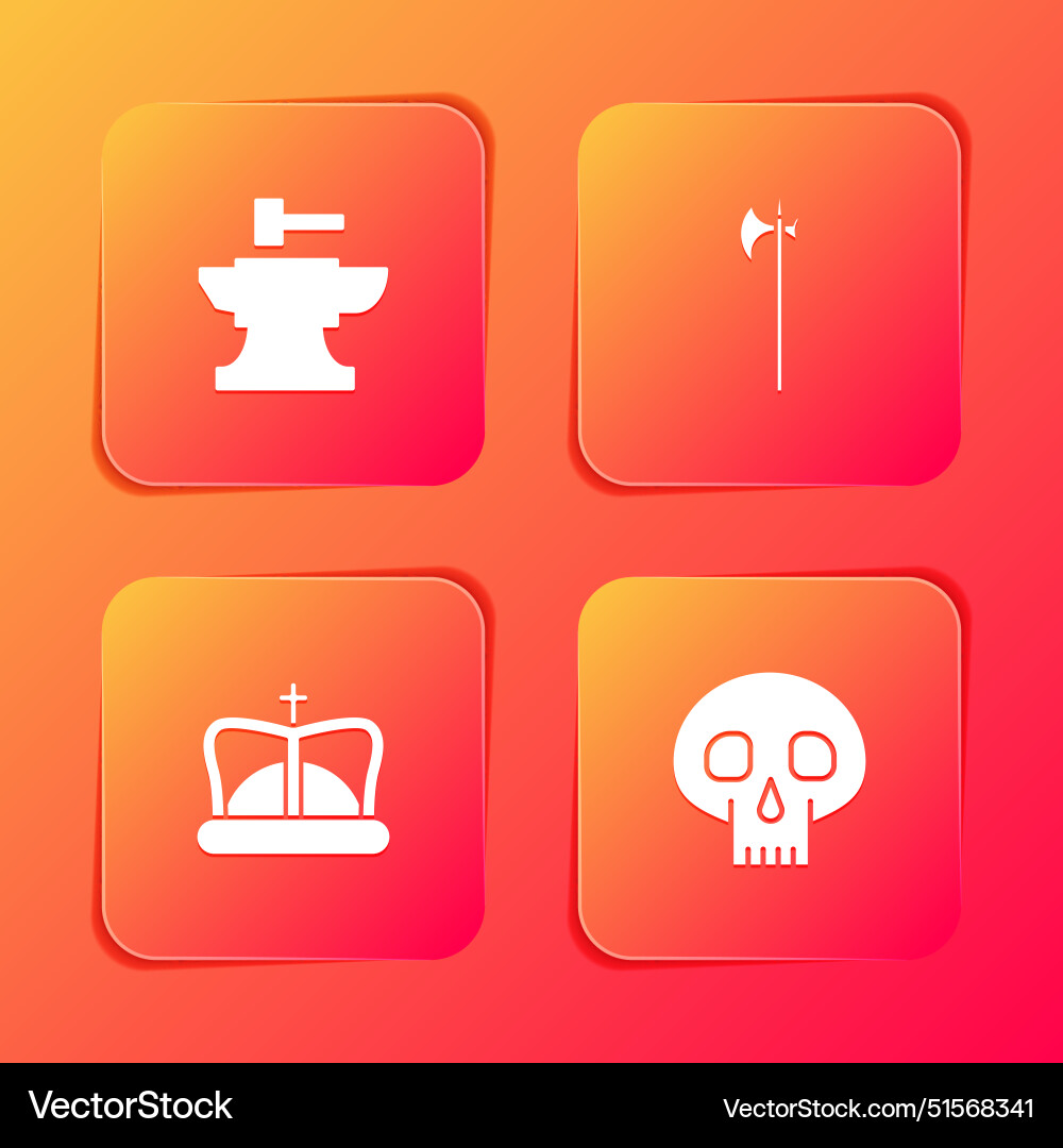 Set anvil for blacksmithing hammer medieval Vector Image