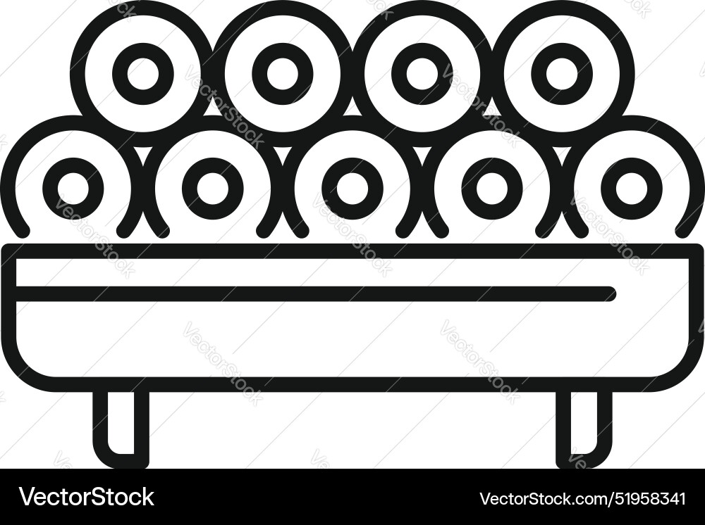 Textile factory conveyor belt transporting round Vector Image