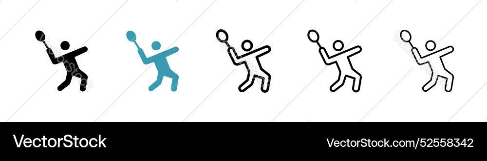Badminton icon set on white background Royalty Free Vector