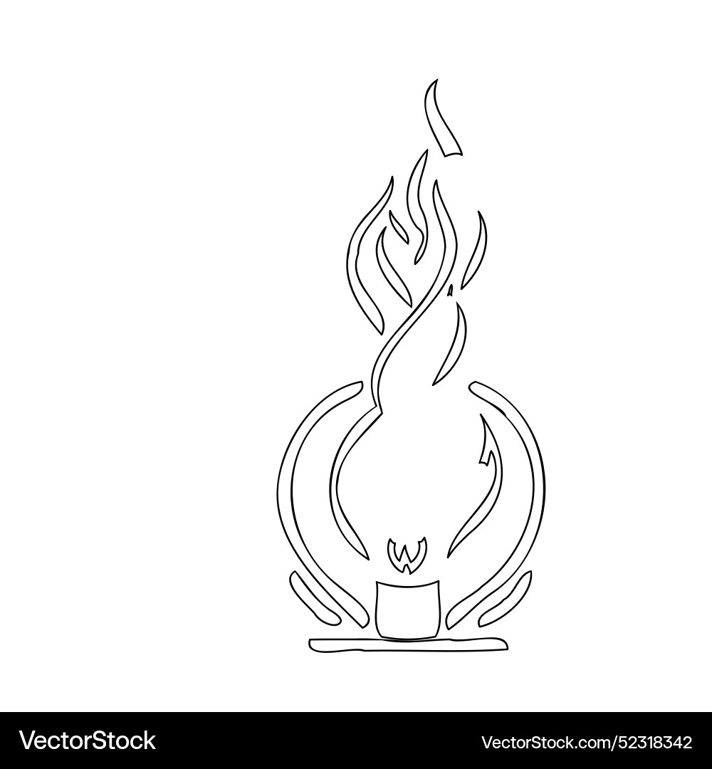 Candle flame fire heart outline sketch Royalty Free Vector