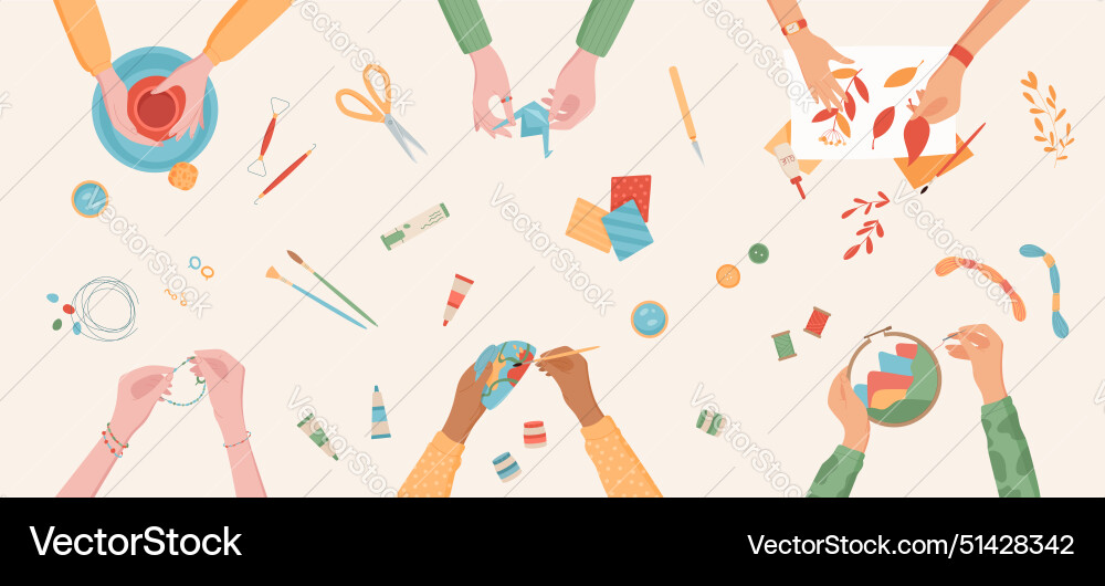 Cartoon diy craftwork class background banner Vector Image