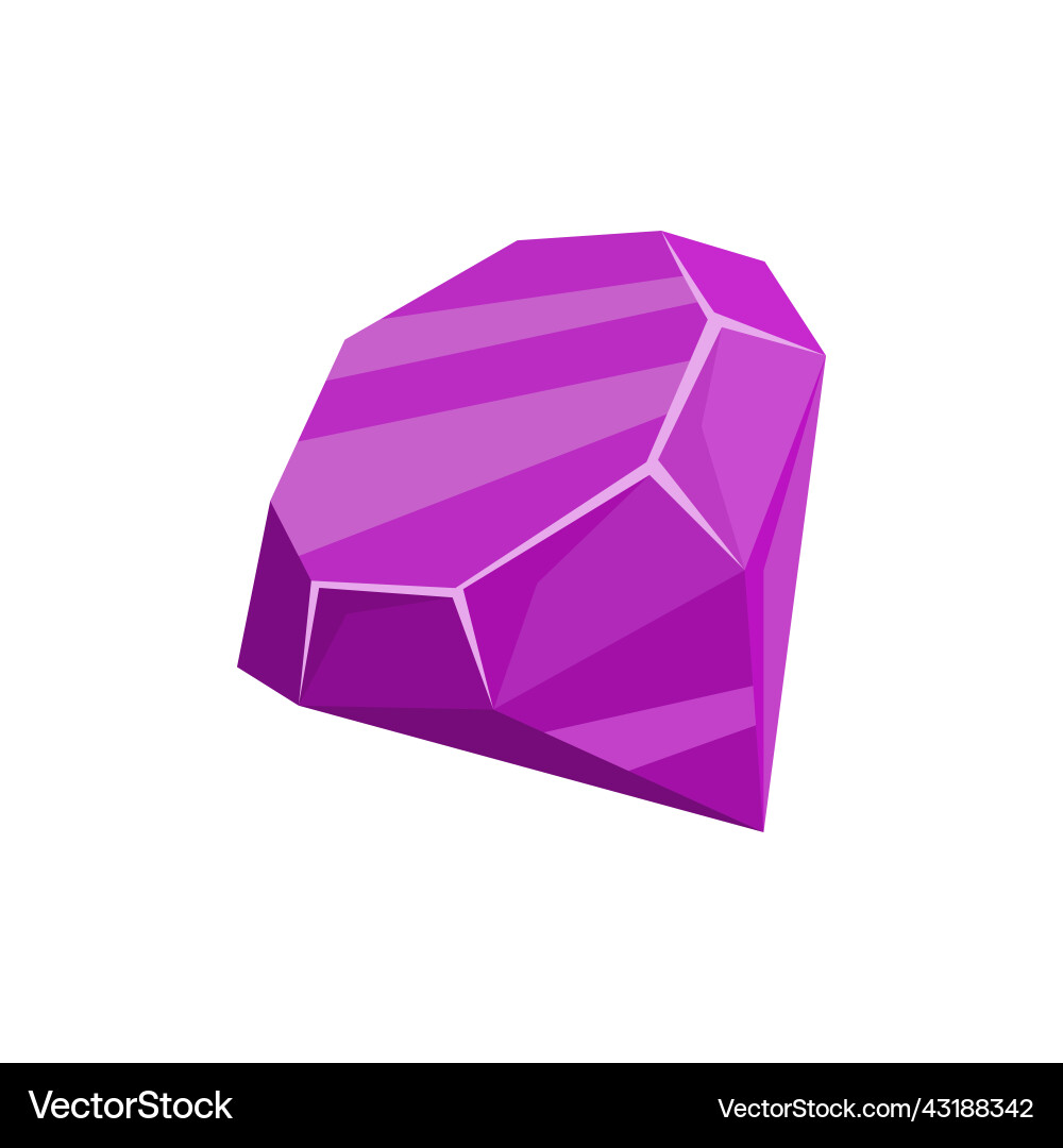 Cartoon purple gem isolated crystal for gui Vector Image
