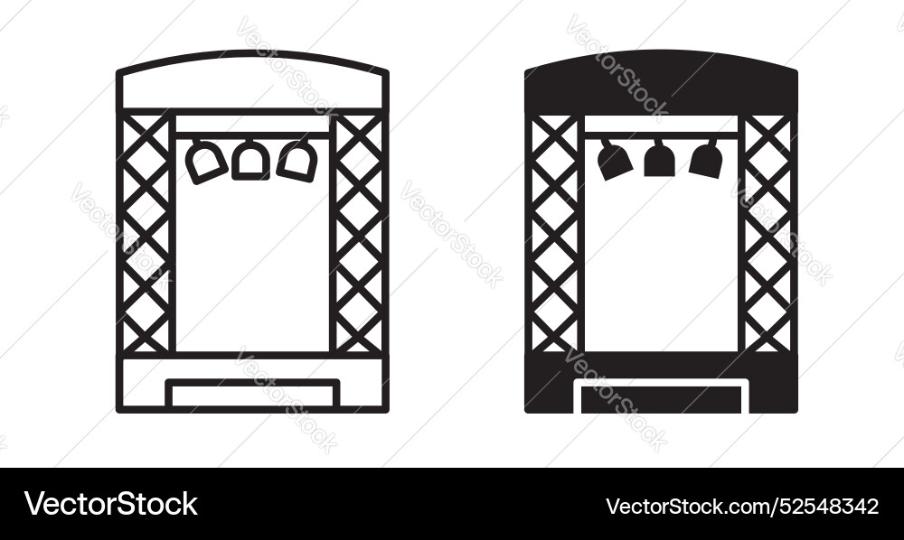 Concert stage thin line icon set Royalty Free Vector Image