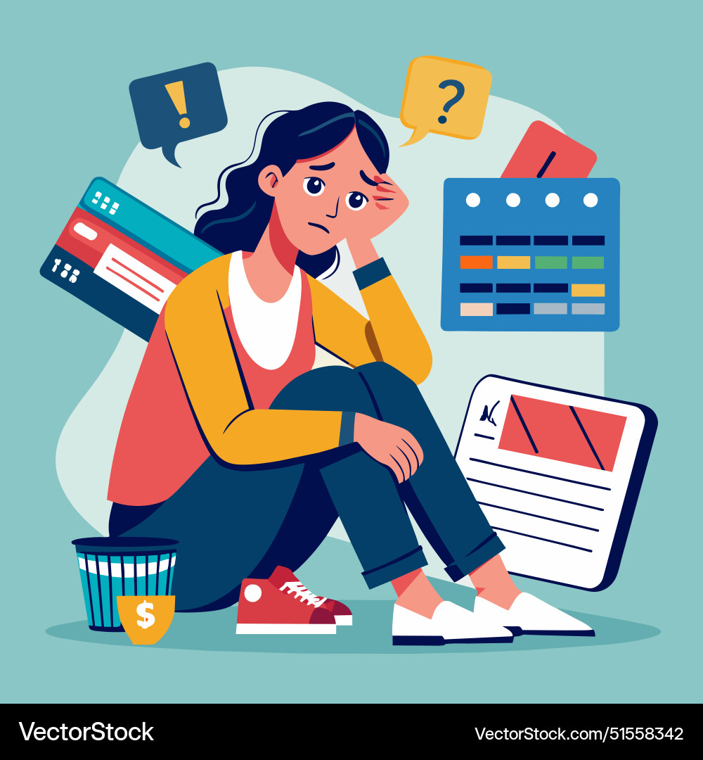 Credit card debt problem overspend or shopping Vector Image