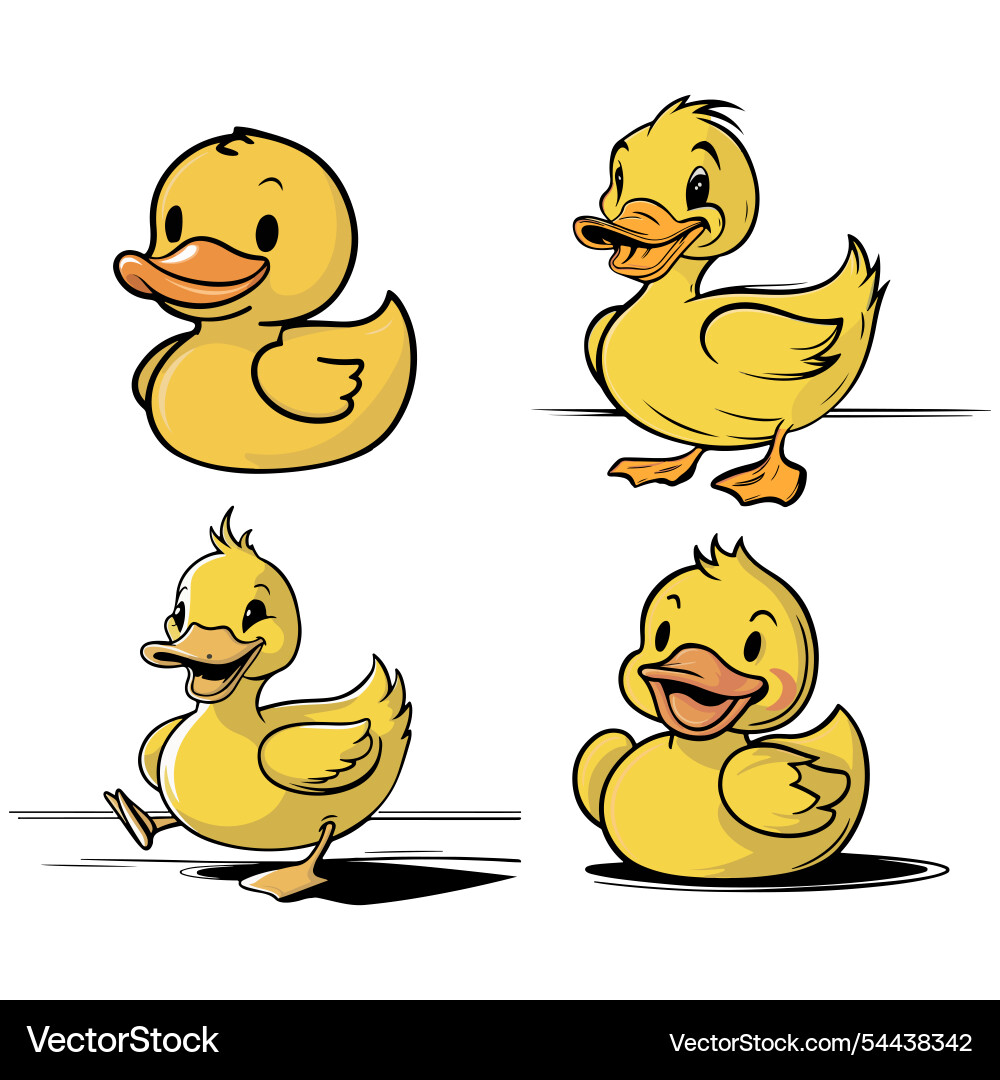 Cute baby ducks set Royalty Free Vector Image - VectorStock