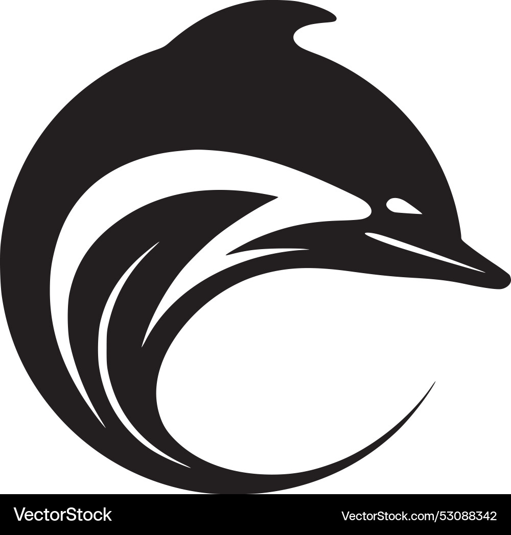 Dolphin - black and white Royalty Free Vector Image