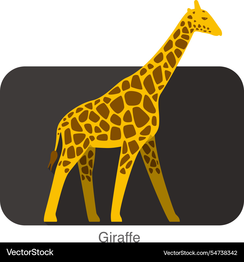 Giraffe walking flat icon design Royalty Free Vector Image