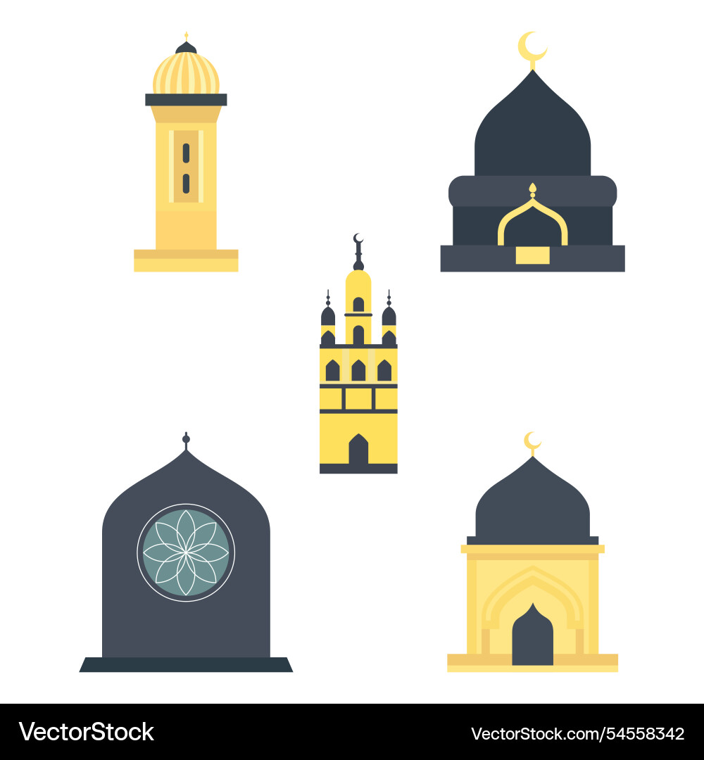 Islamic symbol elements set of mosque dome Vector Image