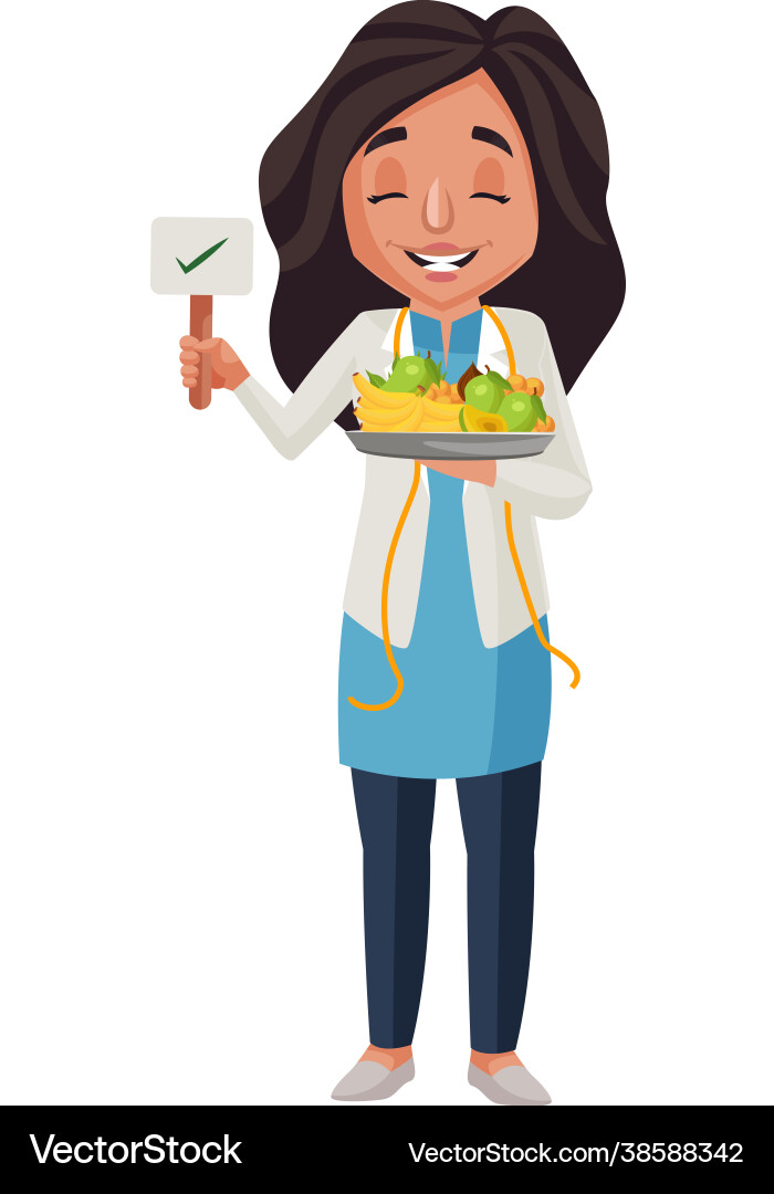 Lady nutritionist cartoon character Royalty Free Vector