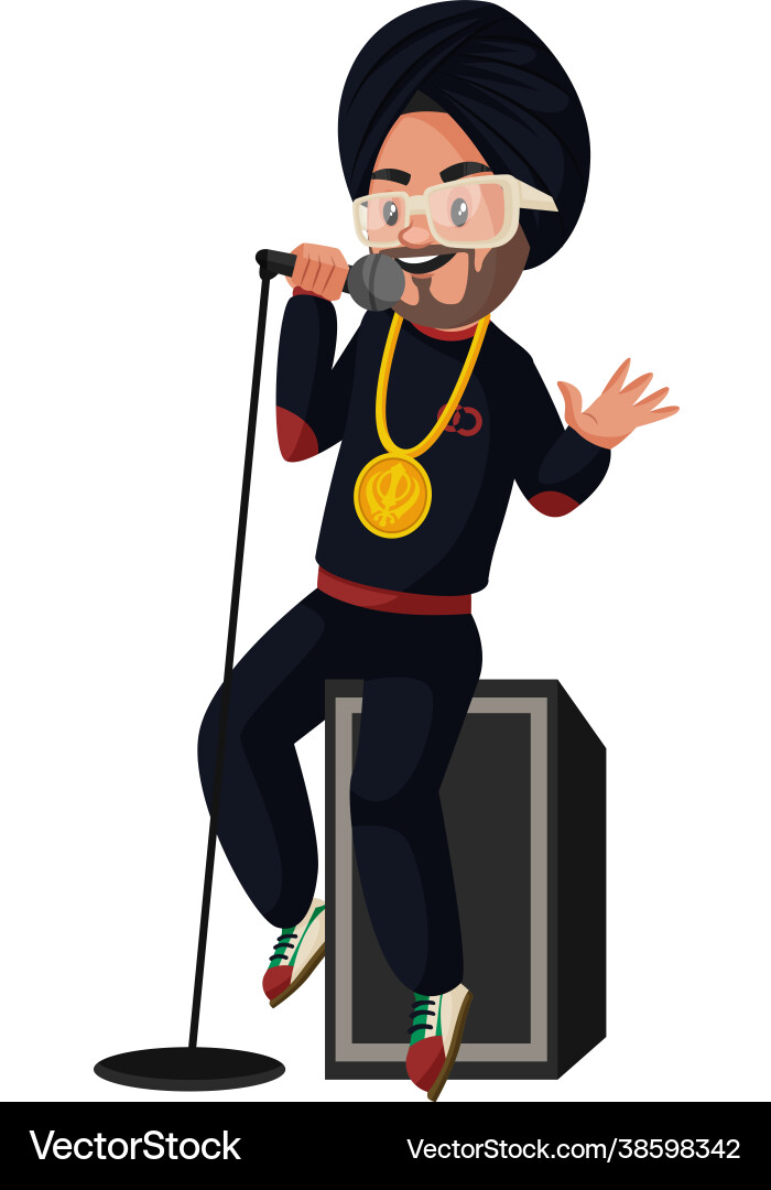 Punjabi singer cartoon character Royalty Free Vector Image