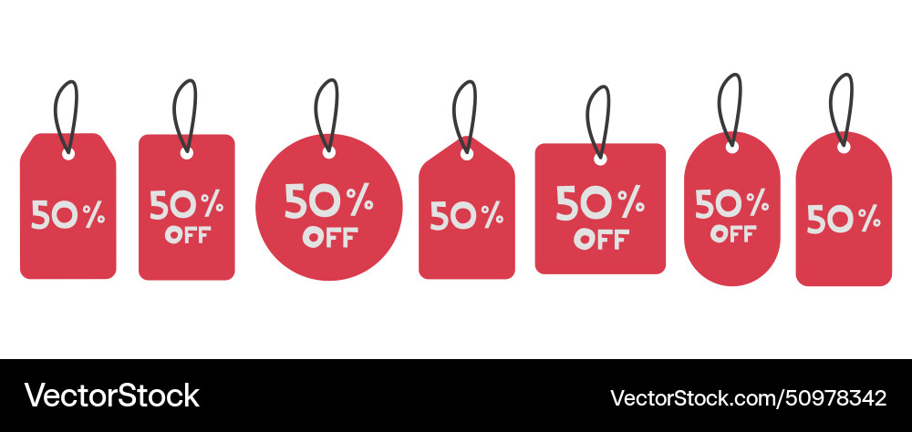 Sale tags 50 off 1 Royalty Free Vector Image - VectorStock