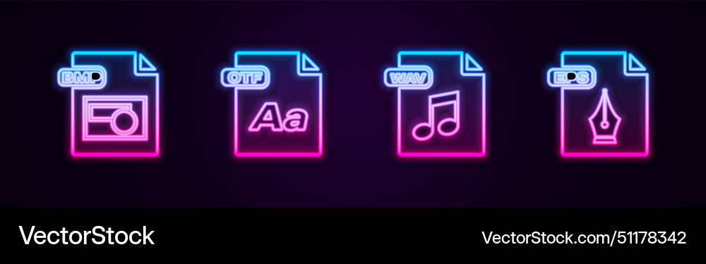 Set line bmp file document otf wav and eps Vector Image Set line bmp file document otf wav and eps Vector Image