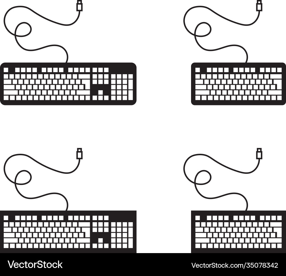 Simple icon set keyboard computer Royalty Free Vector Image